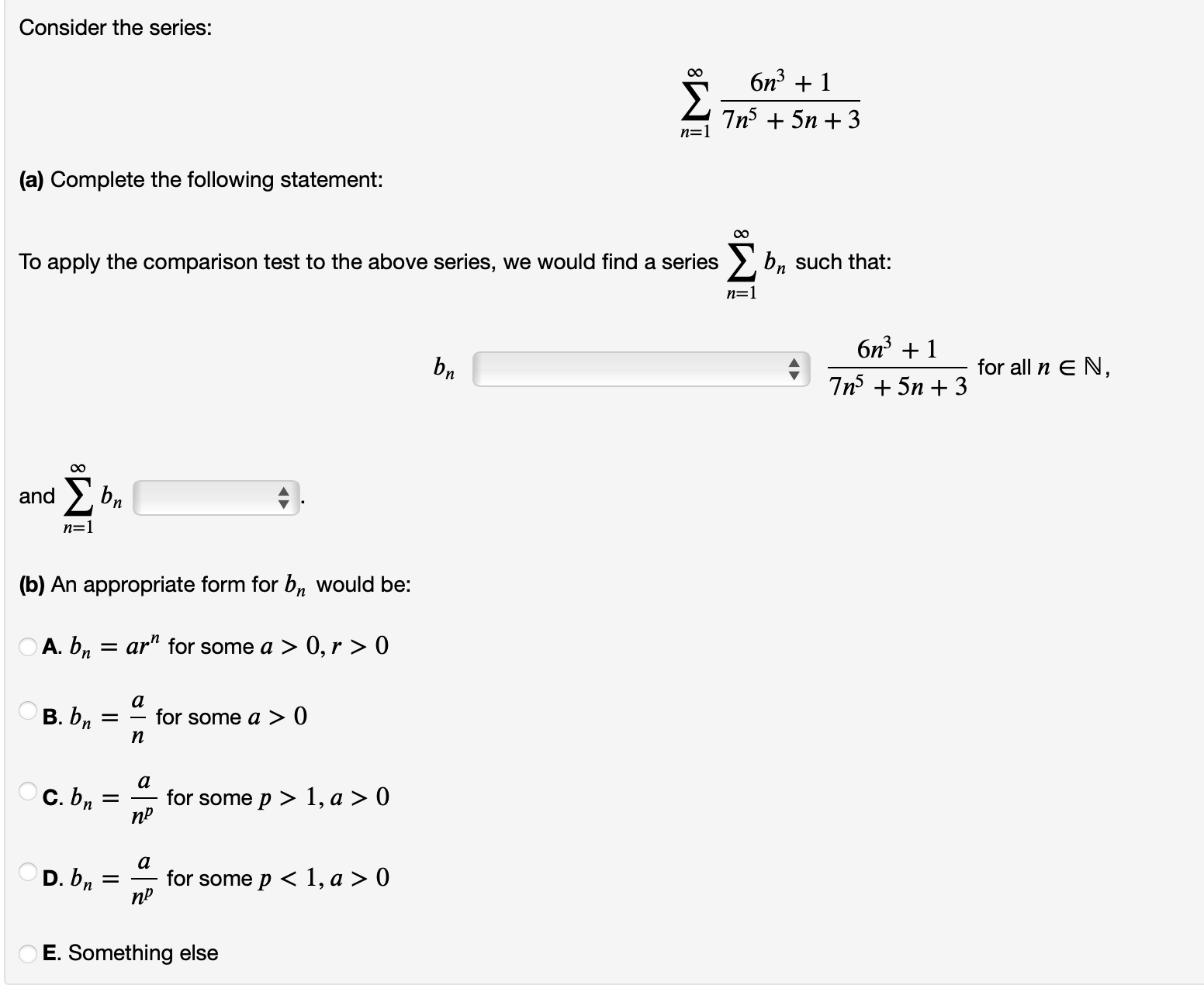 Solved Consider the series: \\[ \\sum_{n=1}^{\\infty} | Chegg.com