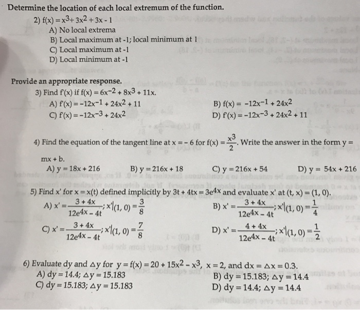 Solved Determine the location of each local extremum of the | Chegg.com