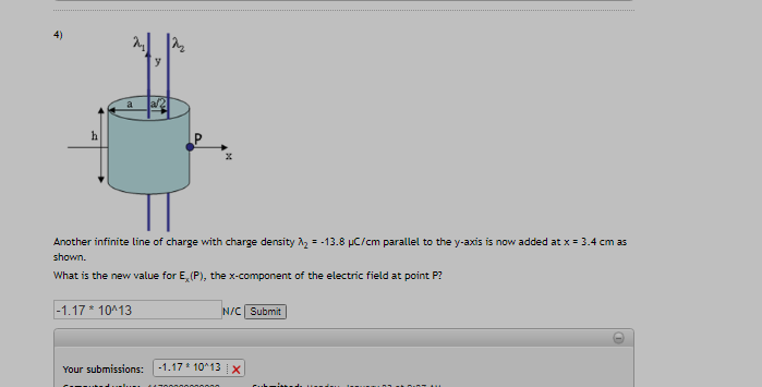 Solved An infinite line of charge with charge density λ1 = | Chegg.com