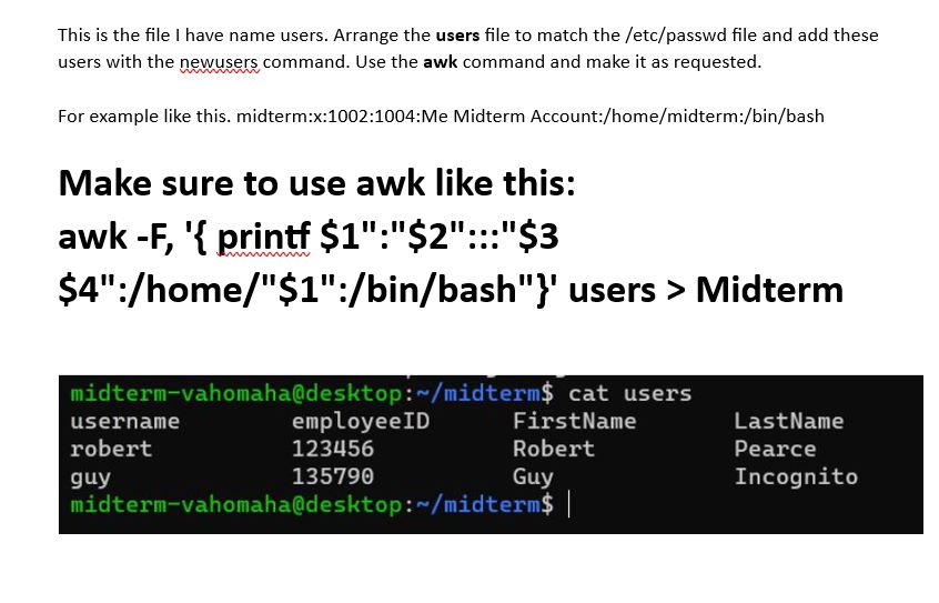 Solved This is the file I have name users. Arrange the users | Chegg.com