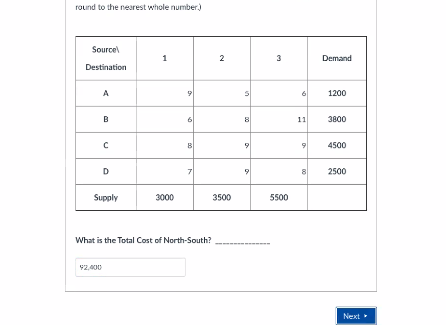 Solved Fill in the chart below using the North South | Chegg.com