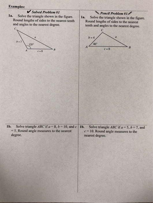 Solved Section 7.2: The Law of Cosines Objective #1: Use the | Chegg.com