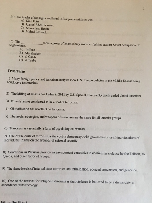 The leader of the Irgun and Israel's first prime | Chegg.com