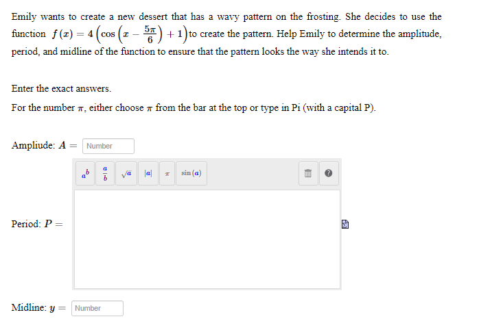 Solved Emily wants to create a new dessert that has a wavy | Chegg.com