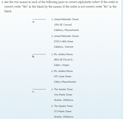 1. Are the two names in each of the following pairs | Chegg.com