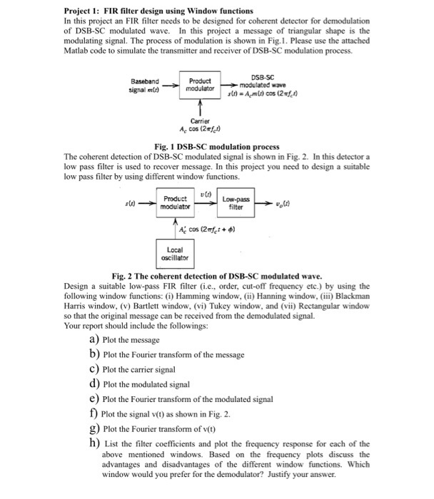 Project 1: FIR filter design using Window functions | Chegg.com