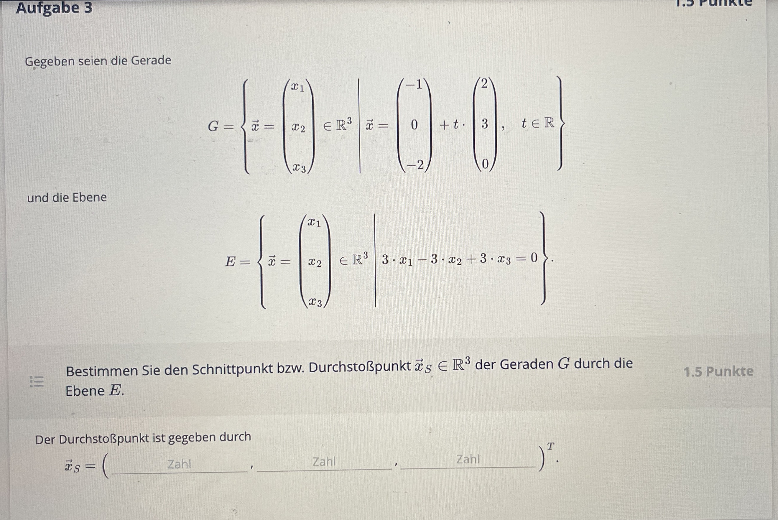 Gegeben seien die Gerade | Chegg.com