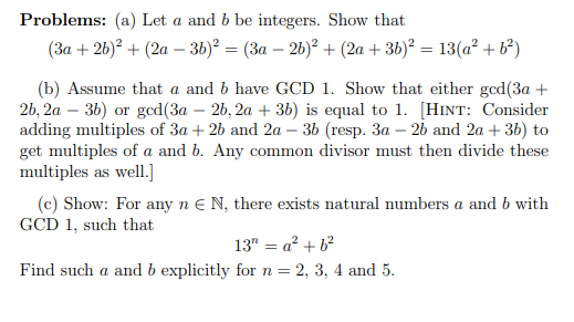 Solved Problems: (a) Let a and b be integers. Show that | Chegg.com