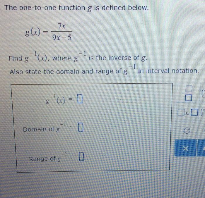 Solved The one-to-one function g is defined below. g (x) | Chegg.com