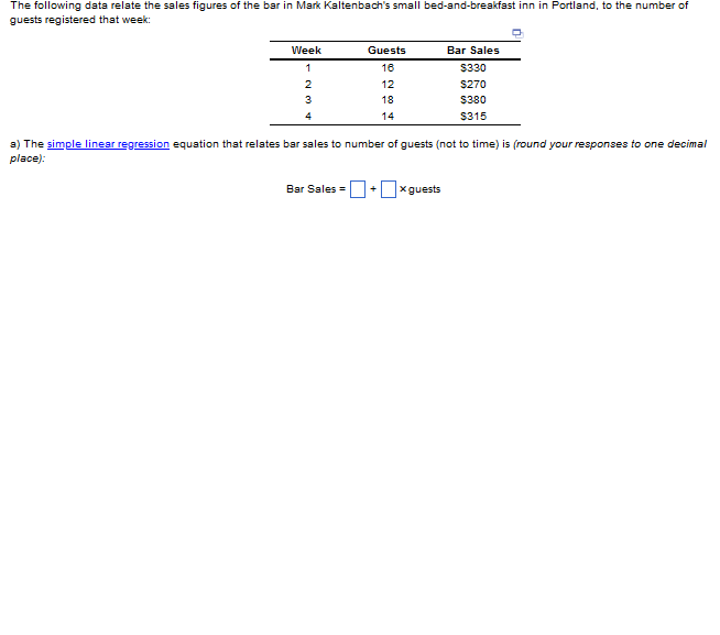 Solved a) The simple linear regression equation that relates | Chegg.com