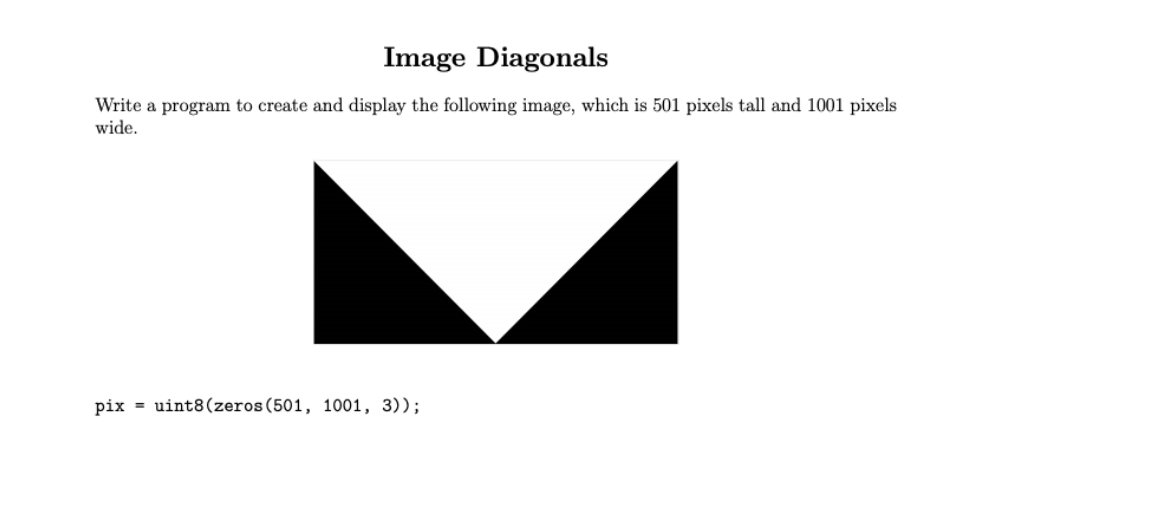 Solved Image Diagonals Write a program to create and display | Chegg.com