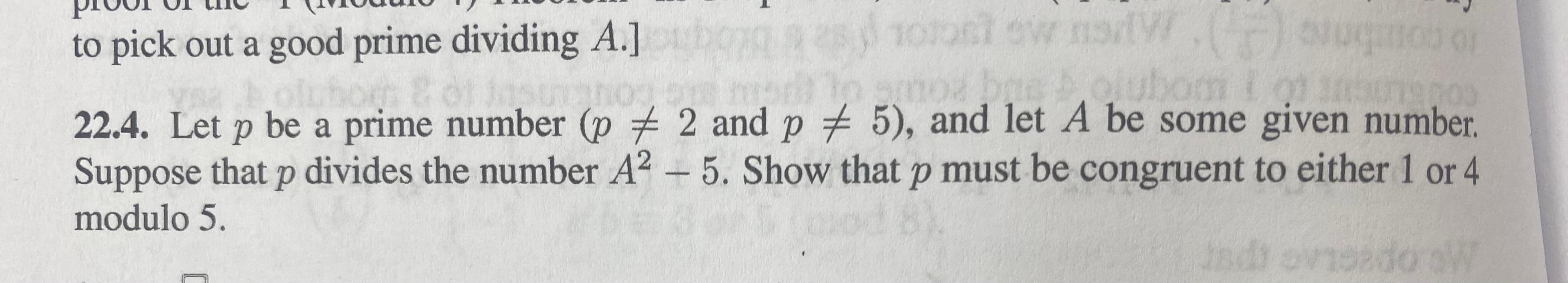 Solved to pick out a good prime dividing A.] 22.4. Let p be | Chegg.com