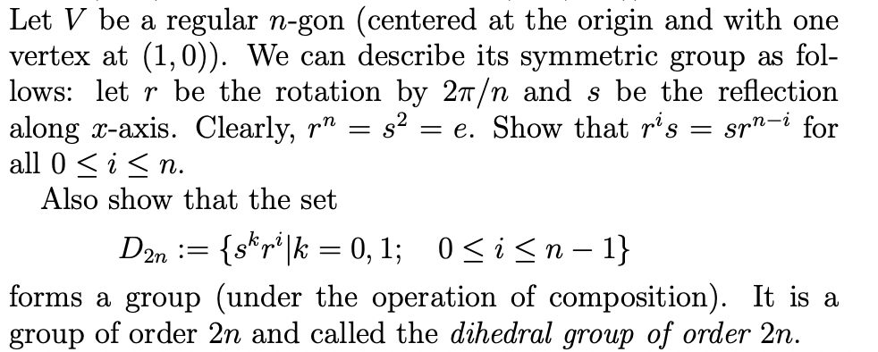 Solved Let V be a regular n-gon (centered at the origin and | Chegg.com