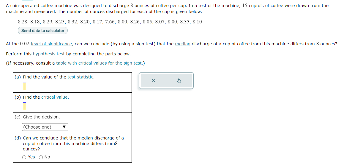 Solved A coin-operated coffee machine was designed to | Chegg.com