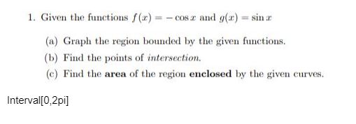 Solved Given the functions f(x)=-cosx ﻿and g(x)=sinx(a) | Chegg.com