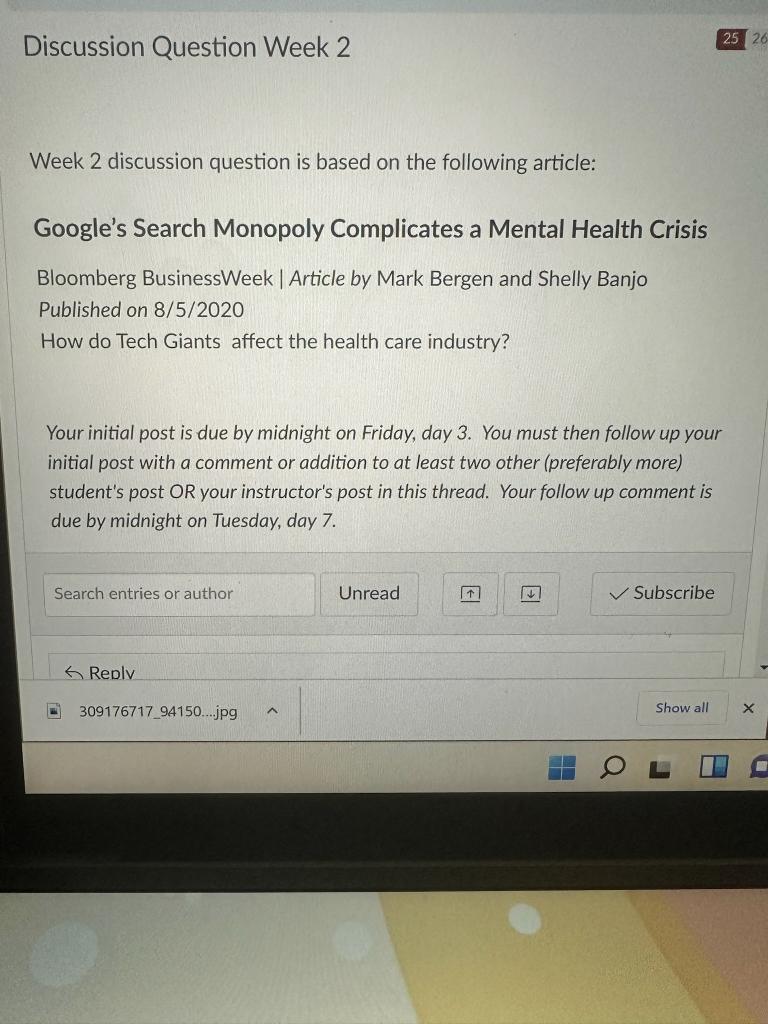 Solved Discussion Question Week 2 Week 2 discussion question | Chegg.com