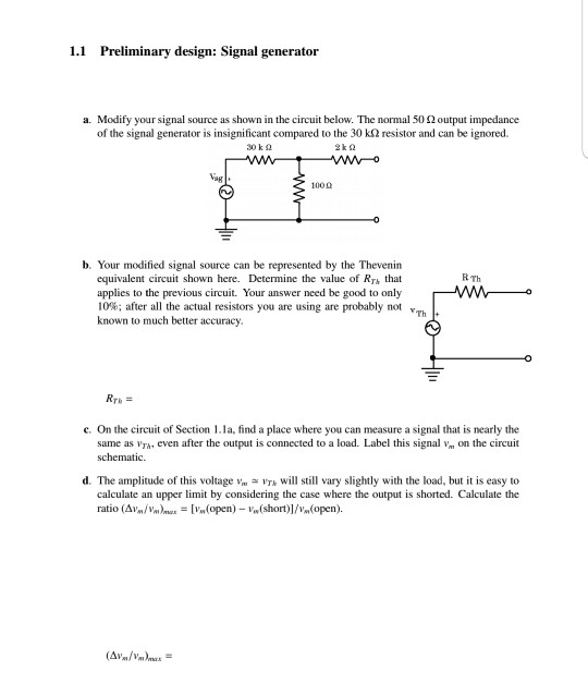 Solved 1.1 Preliminary design: Signal generator a. Modify | Chegg.com