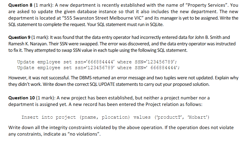 Solved A company database contains six relations: Employee, | Chegg.com
