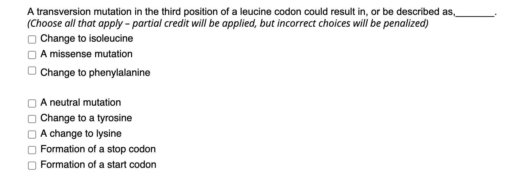 Solved A transversion mutation in the second position of a | Chegg.com
