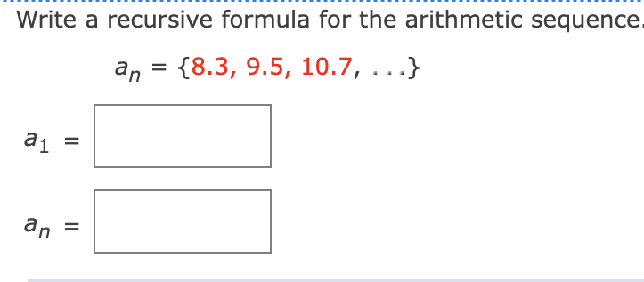 Solved Write a recursive formula for the arithmetic sequence | Chegg.com