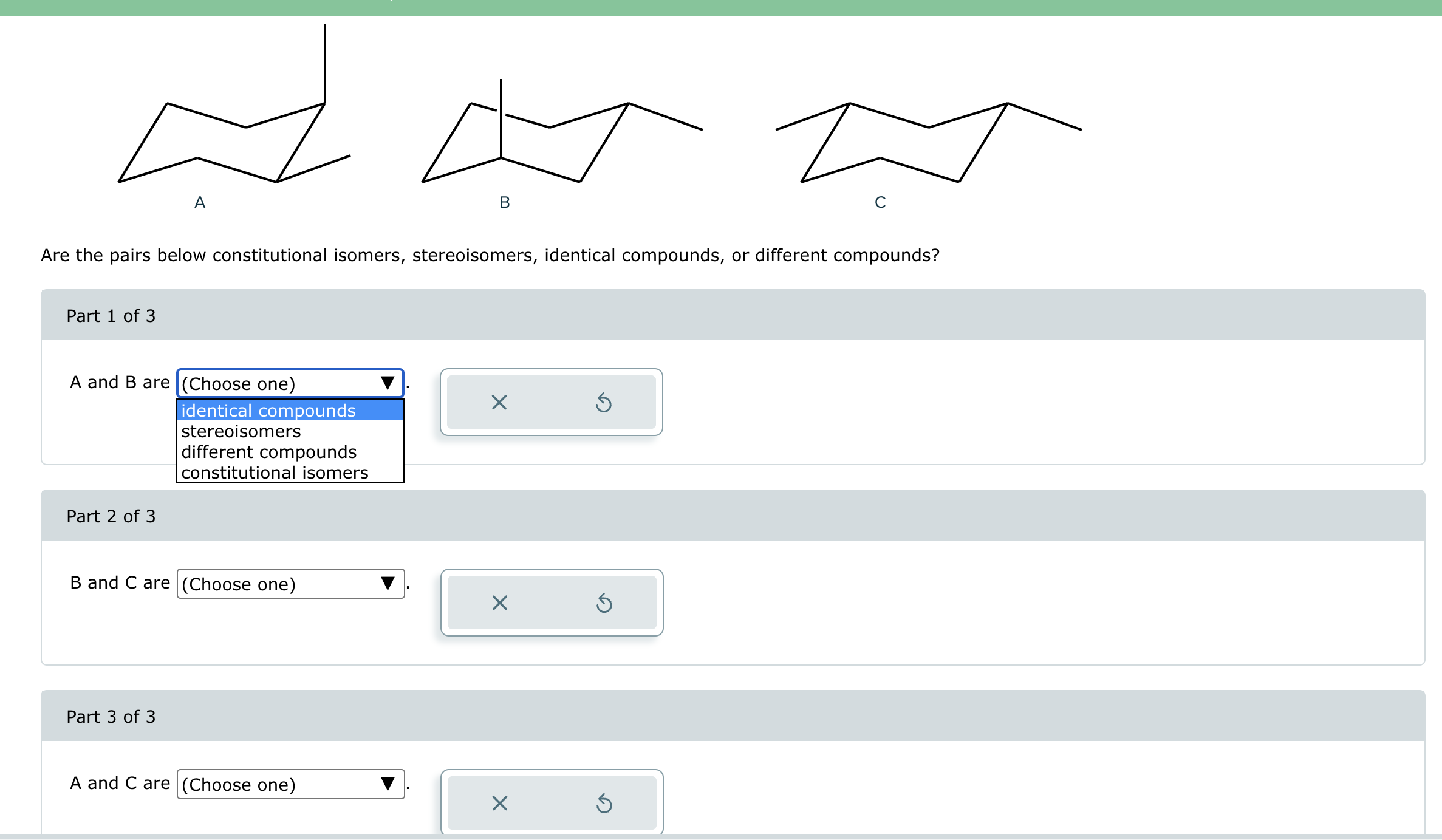 [Solved]: Are the pairs below constitutional isomers, stere
