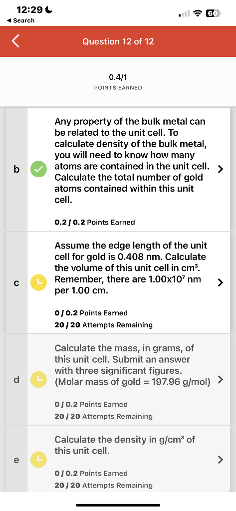 [Solved]: 0.4/1 POINTS EARNED Any property of the bulk met