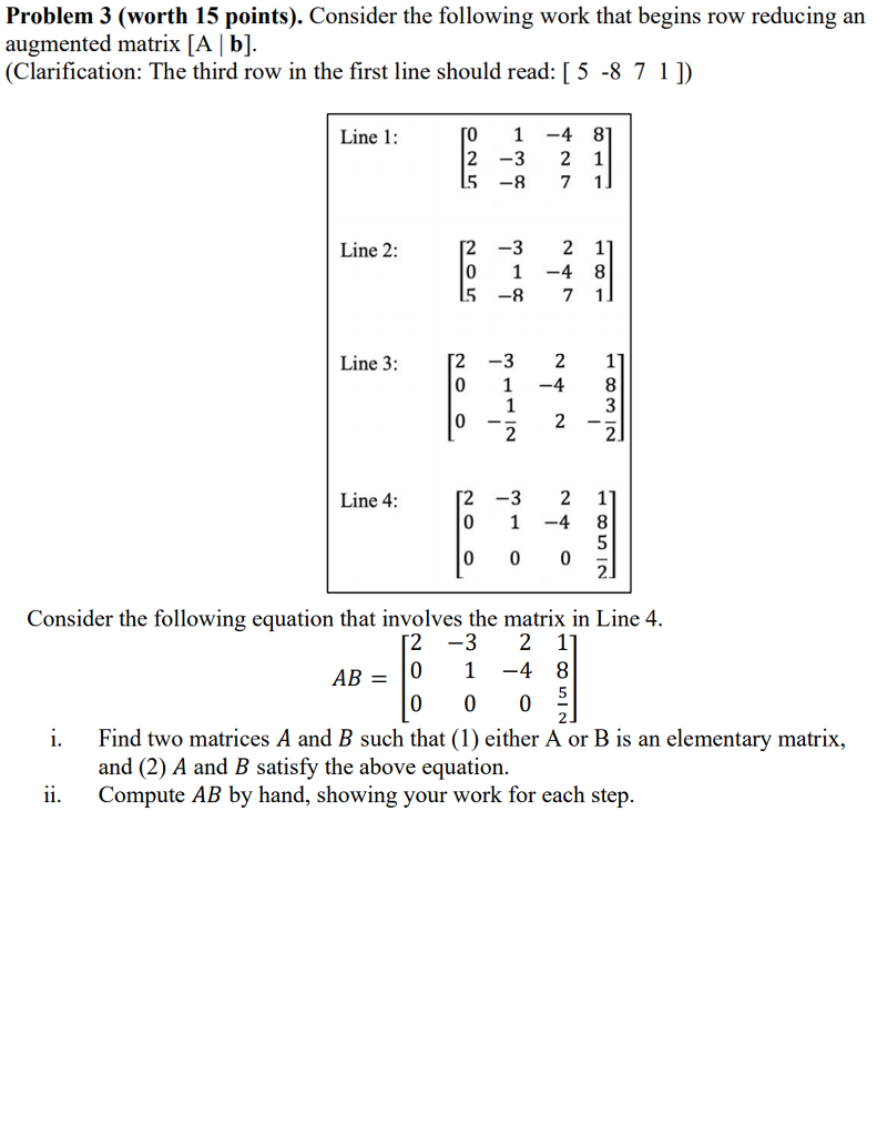 Solved Problem 3 (worth 15 points). Consider the following | Chegg.com