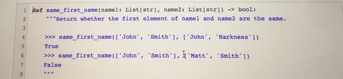Solved 1 def same_first_name (name1: List[str], name2: | Chegg.com