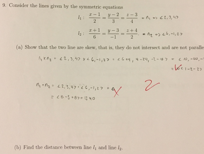 Solved Consider the lines given by the symmetric equations | Chegg.com
