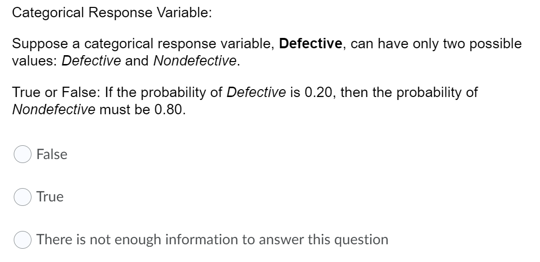 Solved Categorical Response Variable: Suppose a categorical | Chegg.com