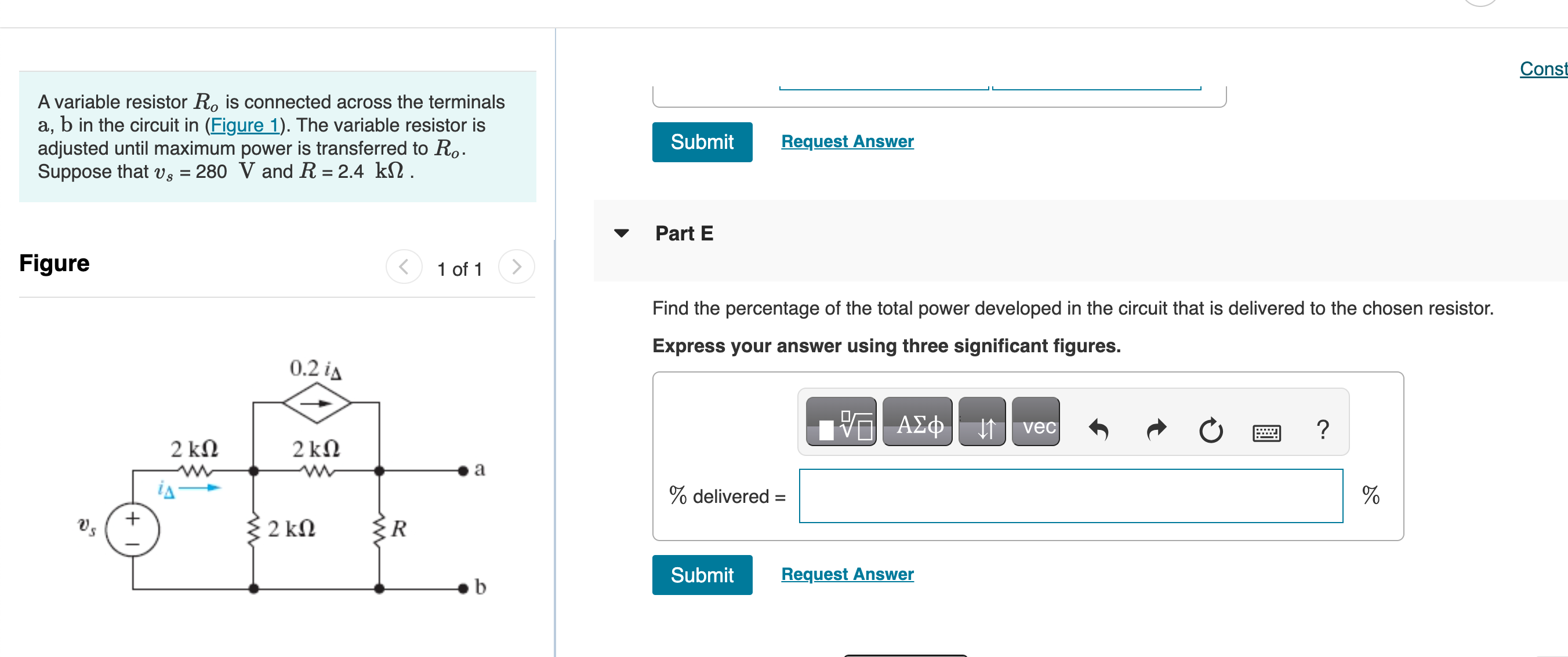 Solved A variable resistor Ro is connected across the | Chegg.com