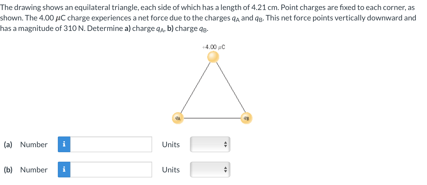 Solved The drawing shows an equilateral triangle, each side | Chegg.com
