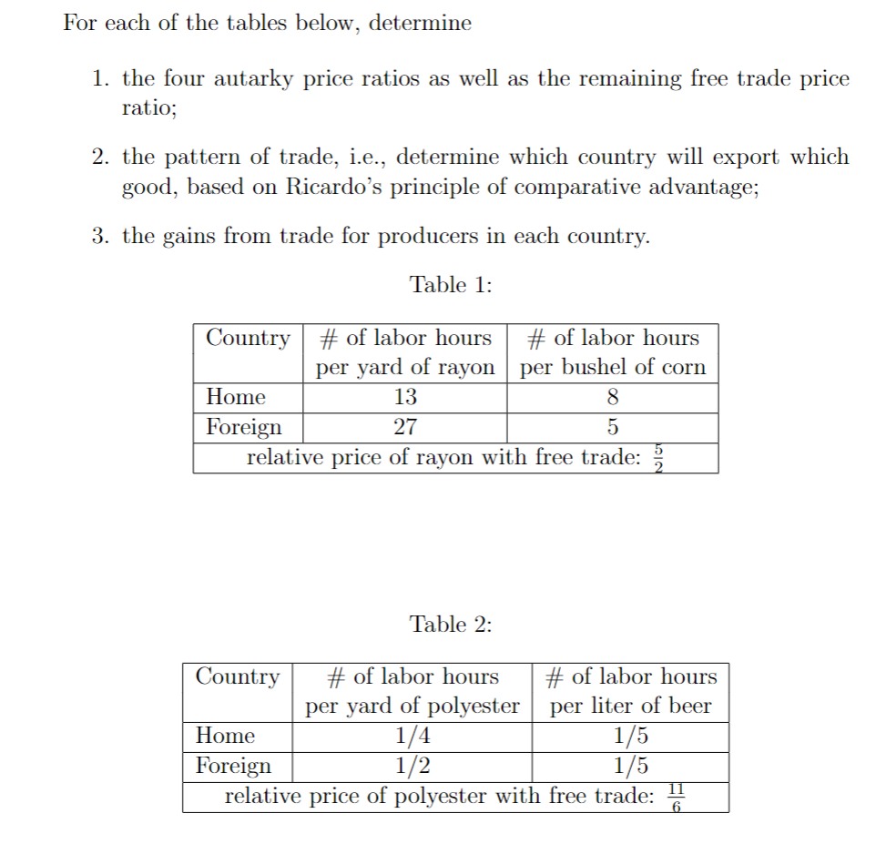 Solved For each of the tables below, determine 1. the four | Chegg.com