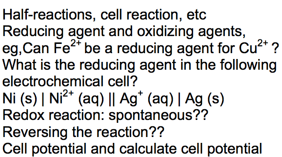 5. examples of Half-reactions, cell reaction, etc 6. | Chegg.com