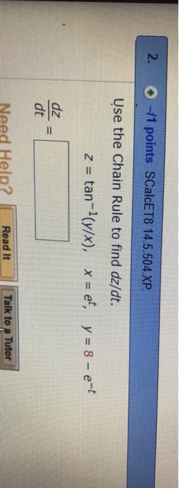 Solved 2. O-11 points SCalcET8 14.5.504 XP Use the Chain | Chegg.com