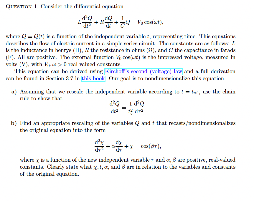 Solved Consider the di erential equation (shown in the | Chegg.com Solved Consider the di erential equation (shown in the | Chegg.com