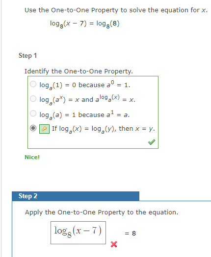 Solved Use the One-to-One Property to solve the equation for | Chegg.com