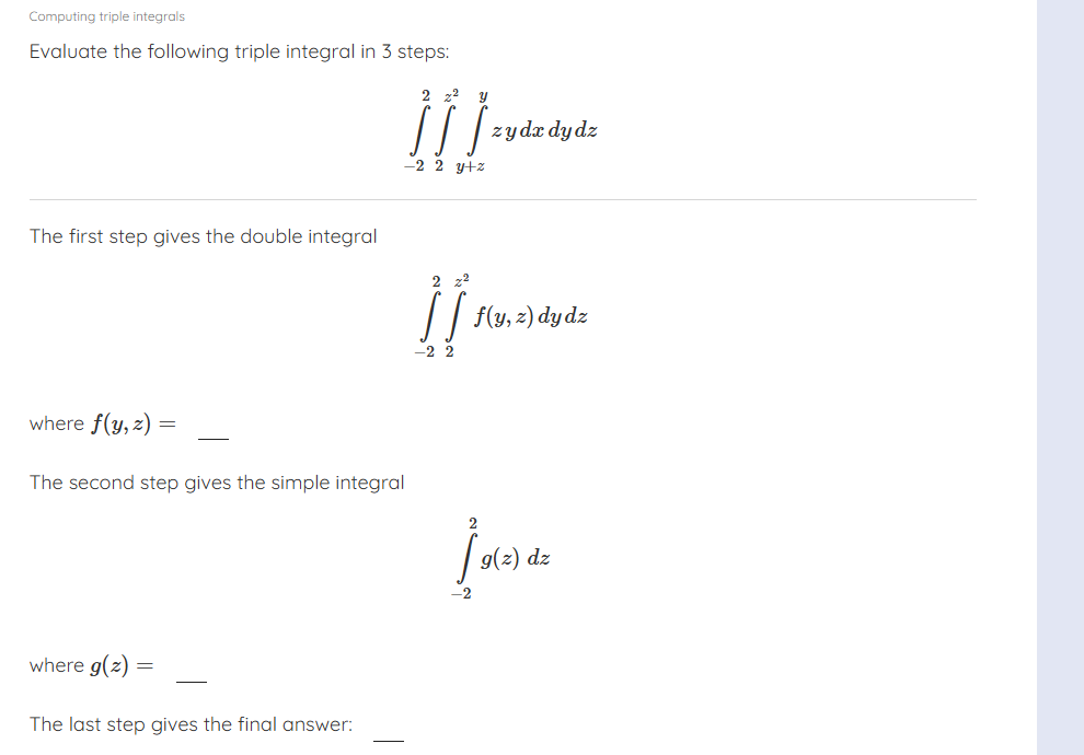 Solved Computing triple integralsEvaluate the following | Chegg.com