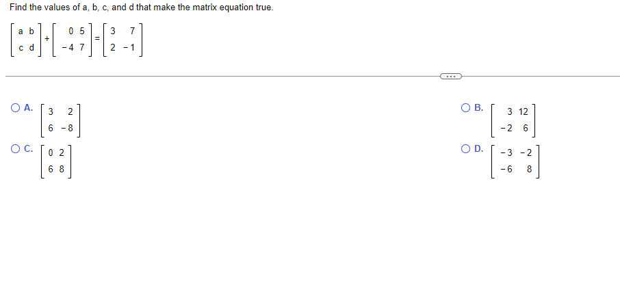Solved Find the values of a, b, c, and d that make the | Chegg.com