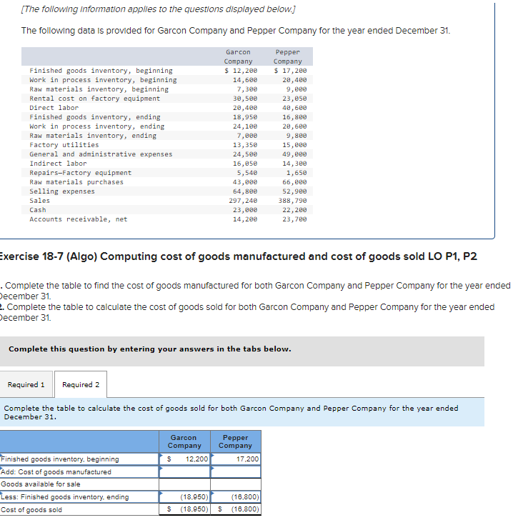 Solved Exerclse 18−7 (Algo) Computing cost of goods | Chegg.com Solved Exerclse 18−7 (Algo) Computing cost of goods | Chegg.com
