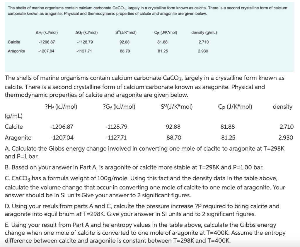 Solved The shells of marine organisms contain calcium | Chegg.com