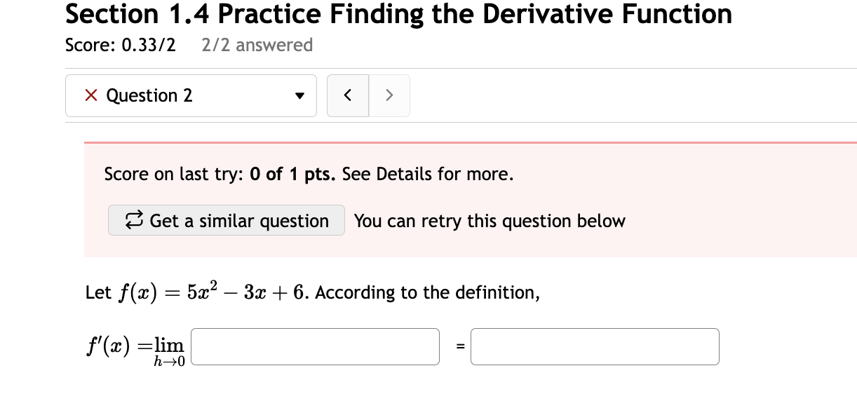 Solved Section 1.4 Practice Finding the Derivative Function | Chegg.com