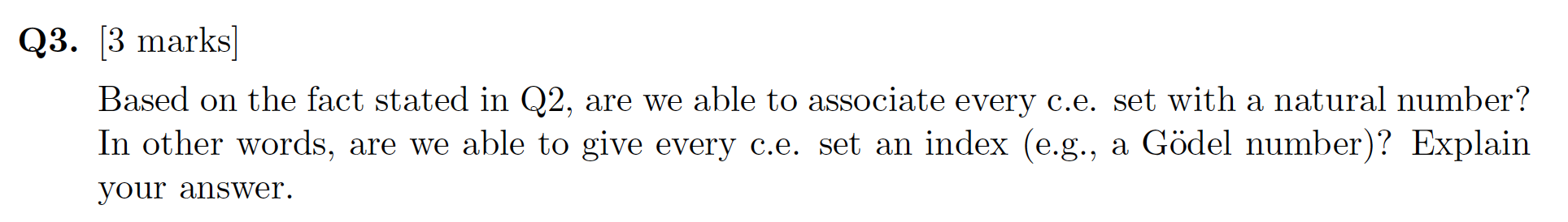 3. [3 marks ] Based on the fact stated in Q2, are we | Chegg.com