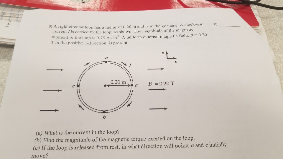 Solved s) A rigid circular loop has a radius of 0.20 m and | Chegg.com