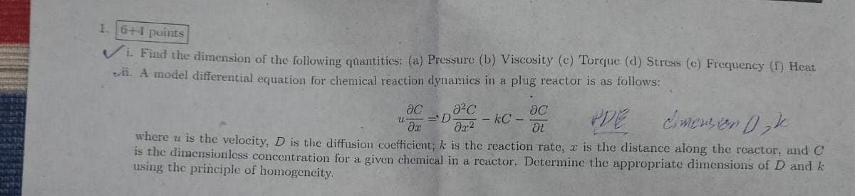 Solved i. Find the dimension of the following quantities: | Chegg.com