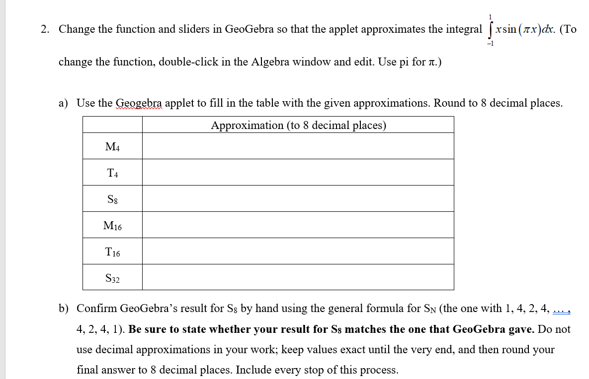 2. Change the function and sliders in GeoGebra so | Chegg.com