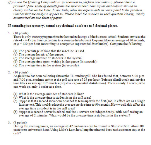 Solved If you use the Queuing Computations spreadsheet to | Chegg.com