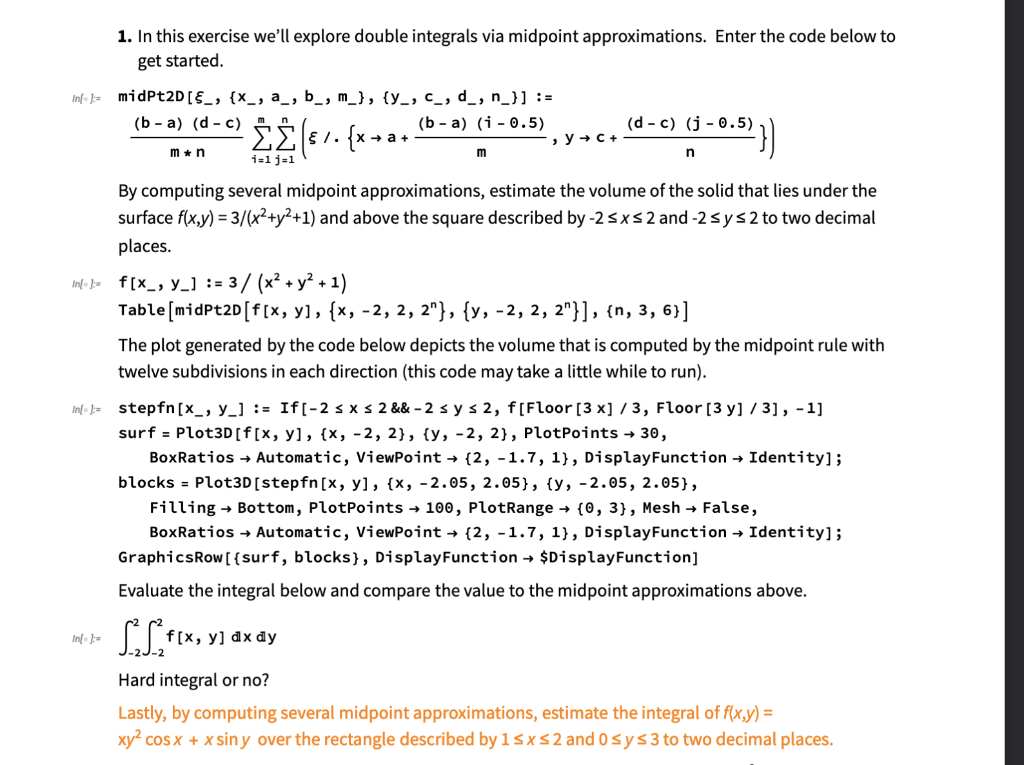 Solved 1. In this exercise we'll explore double integrals | Chegg.com