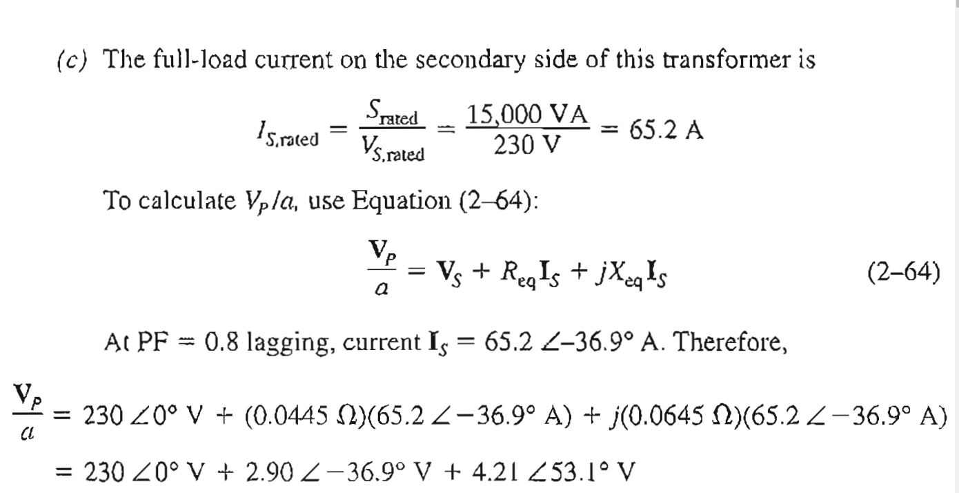 Solved (c) The full-load current on the secondary side of | Chegg.com