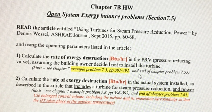 Chapter 7B HW Open System Exergy balance problems | Chegg.com